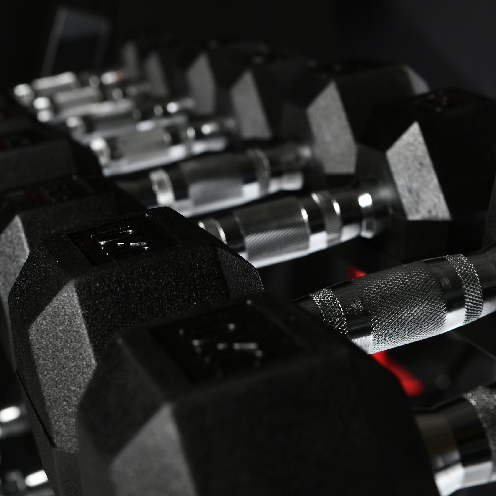 Hex Dumbell set | Hexagon Dumbbells | SuperStrong - With Rack